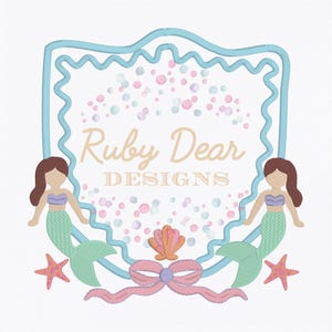 Mermaid Girl Crest Satin and Fill Stitch Machine Embroidery Design - Etsy