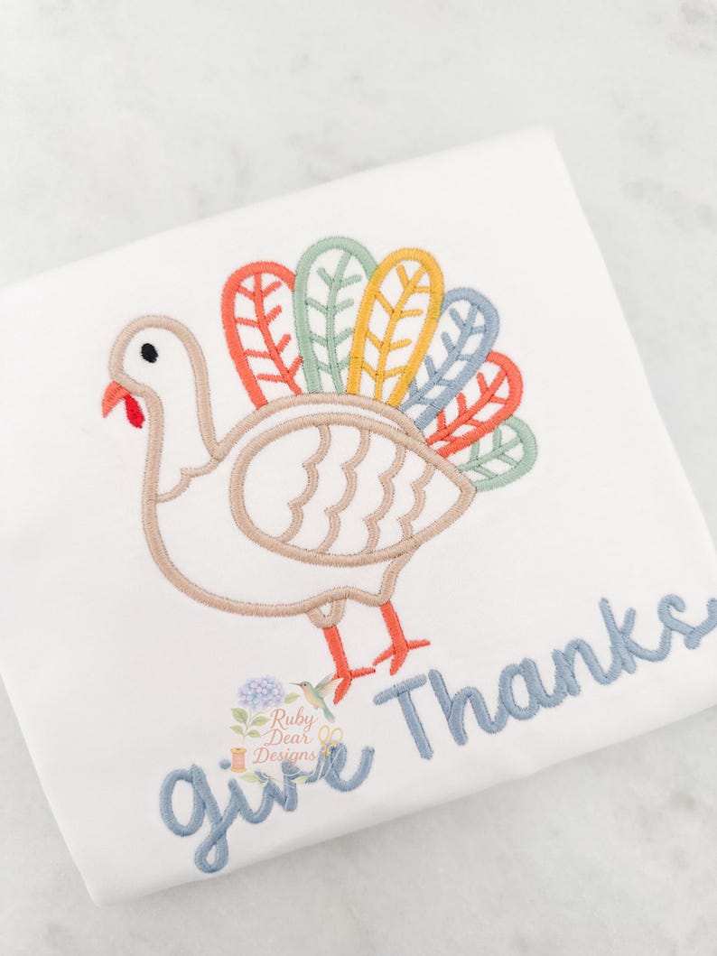 Turkey Thanksgiving Fall Satin Outline Stitch Machine Embroidery Design ...