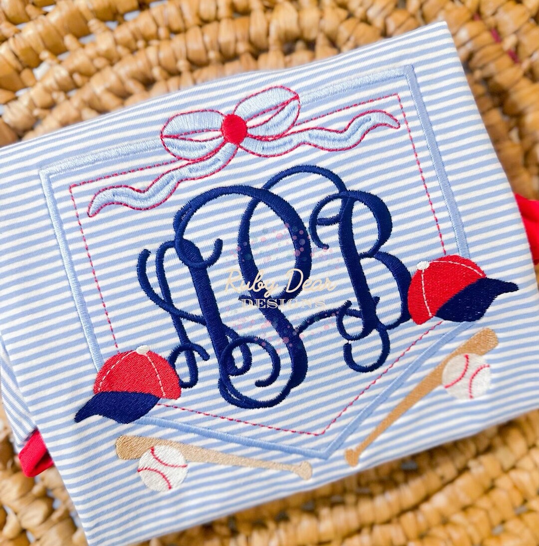Baseball Gear Bow Crest Satin and Fill Stitch Machine Embroidery Design ...