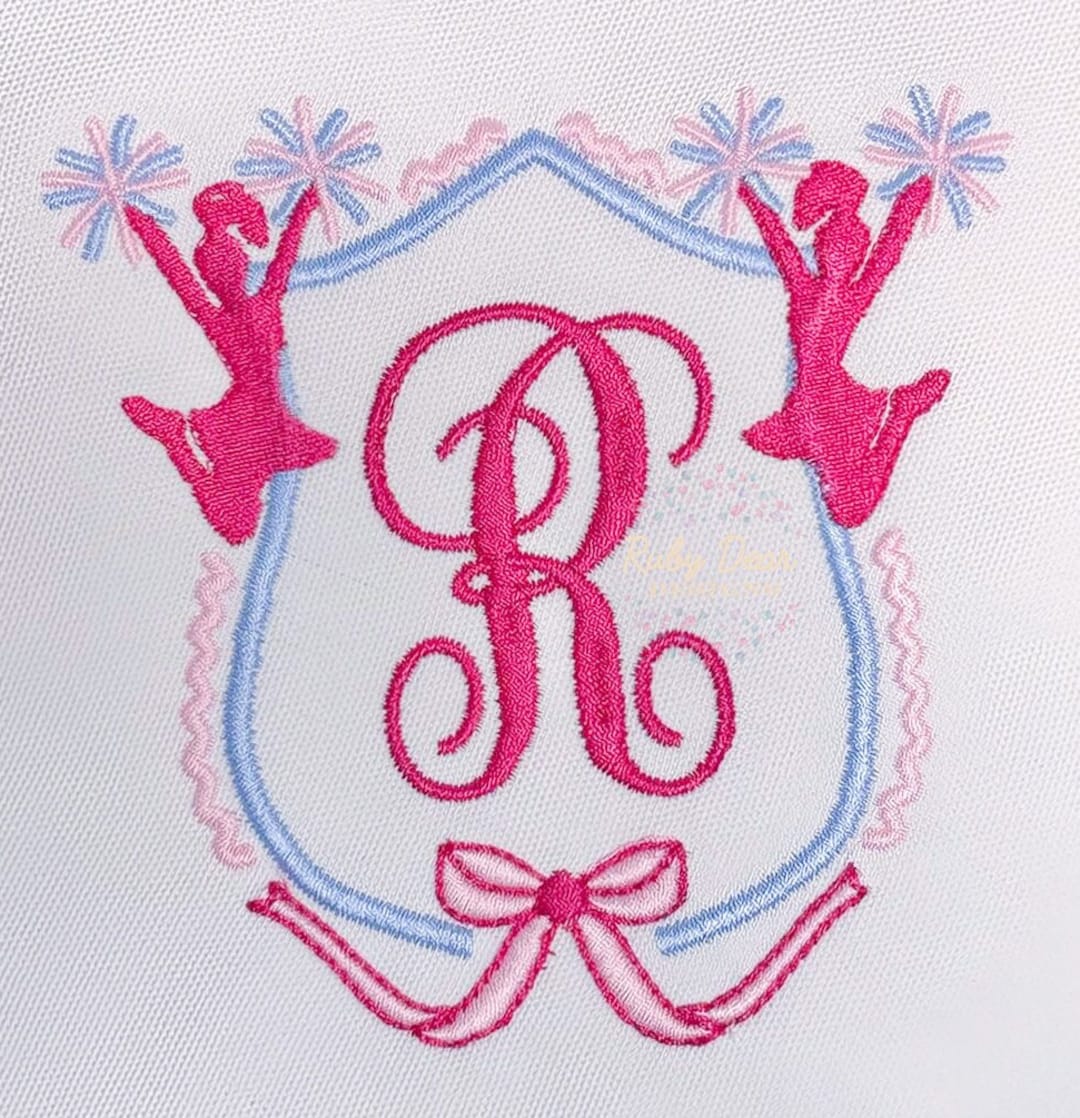 Cheerleading Crest Machine Embroidery Design - Etsy
