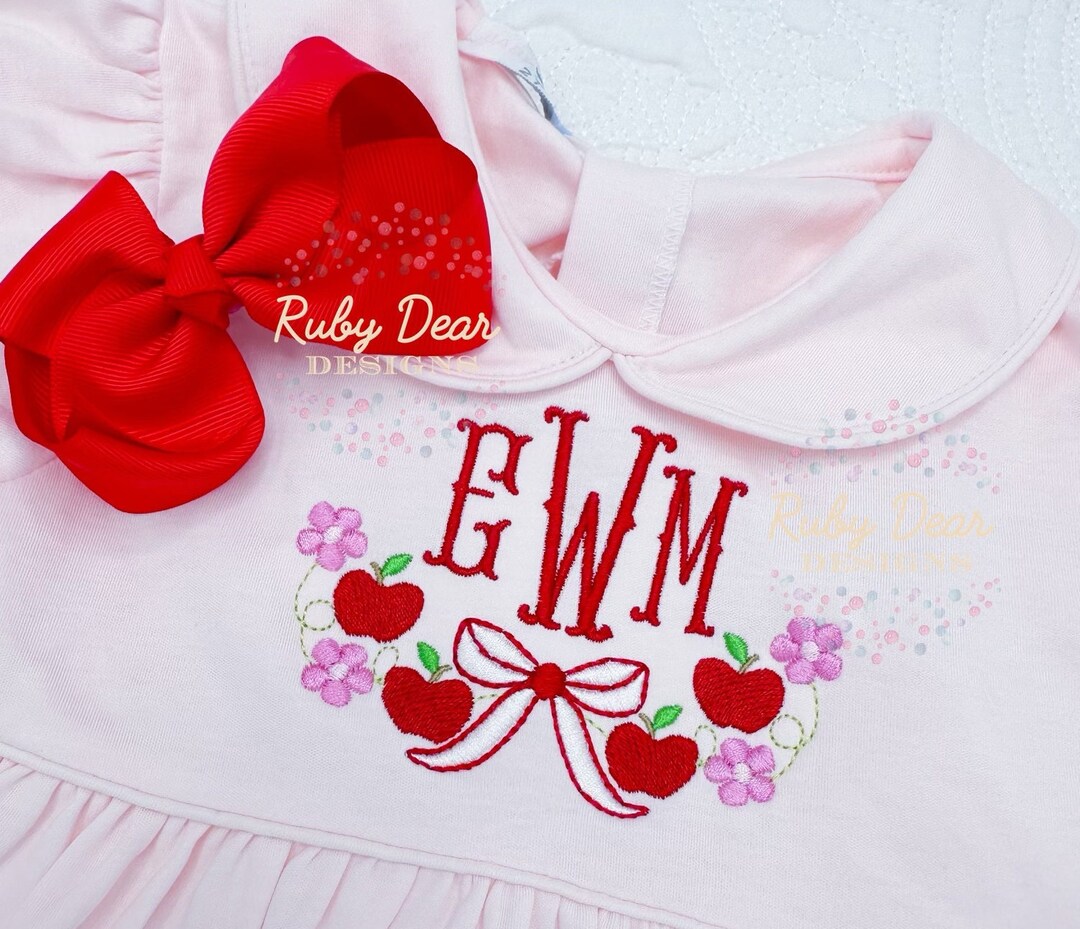 Apple and Florals Satin and Fill Stitch Machine Embroidery Design - Etsy