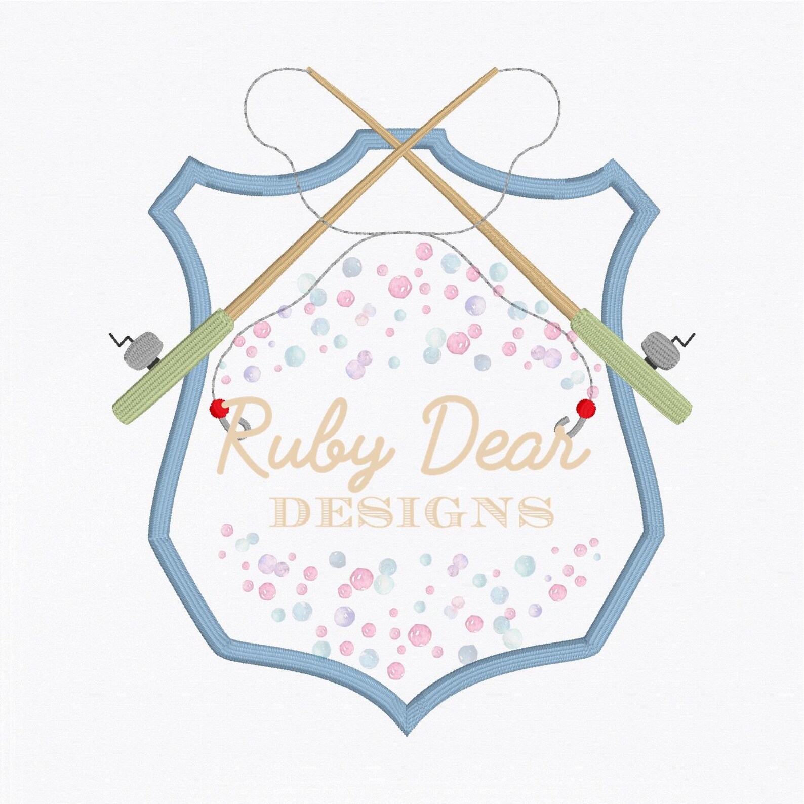 Fishing Pole Crest Satin and Fill Stitch Machine Embroidery Design - Etsy