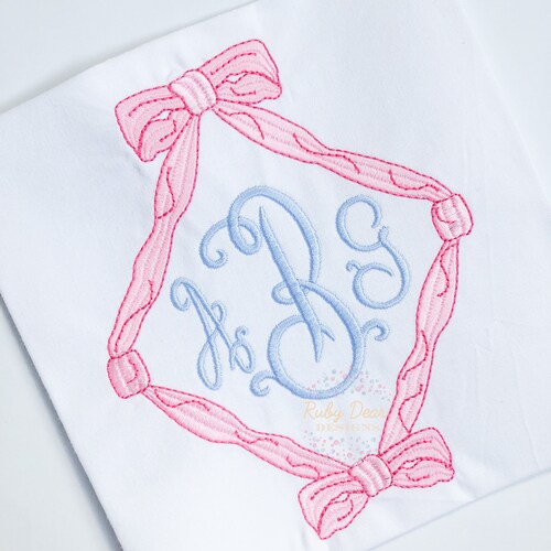 Bow Trellis Monogram Frame Embroidery Design - Etsy