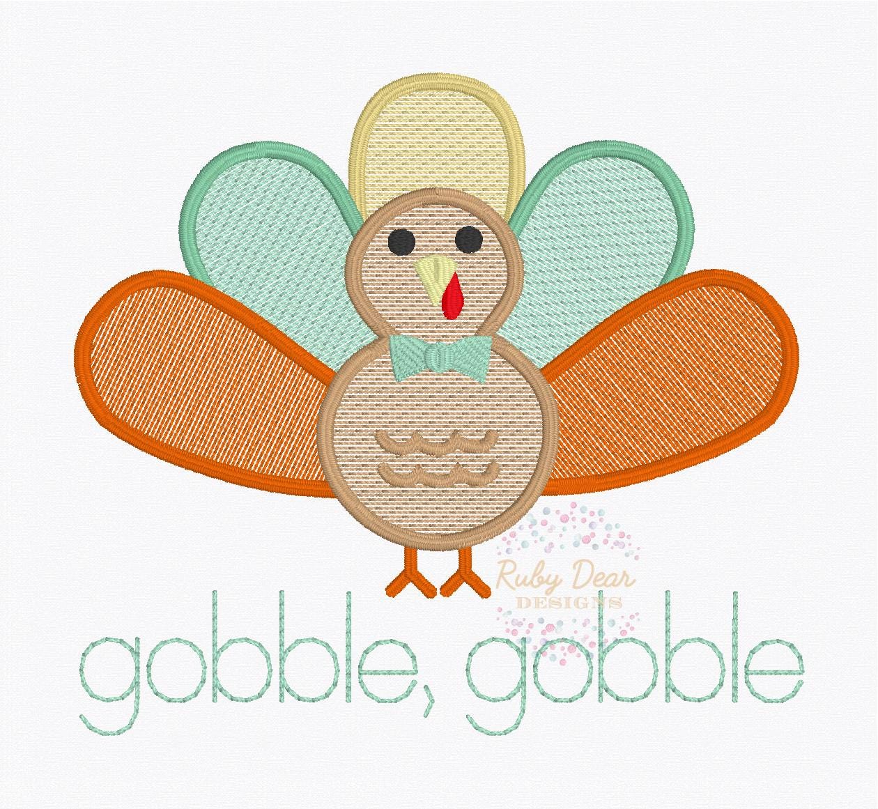 Turkey Boy Sketch With Satin Outline Stitch Machine Embroidery Design ...