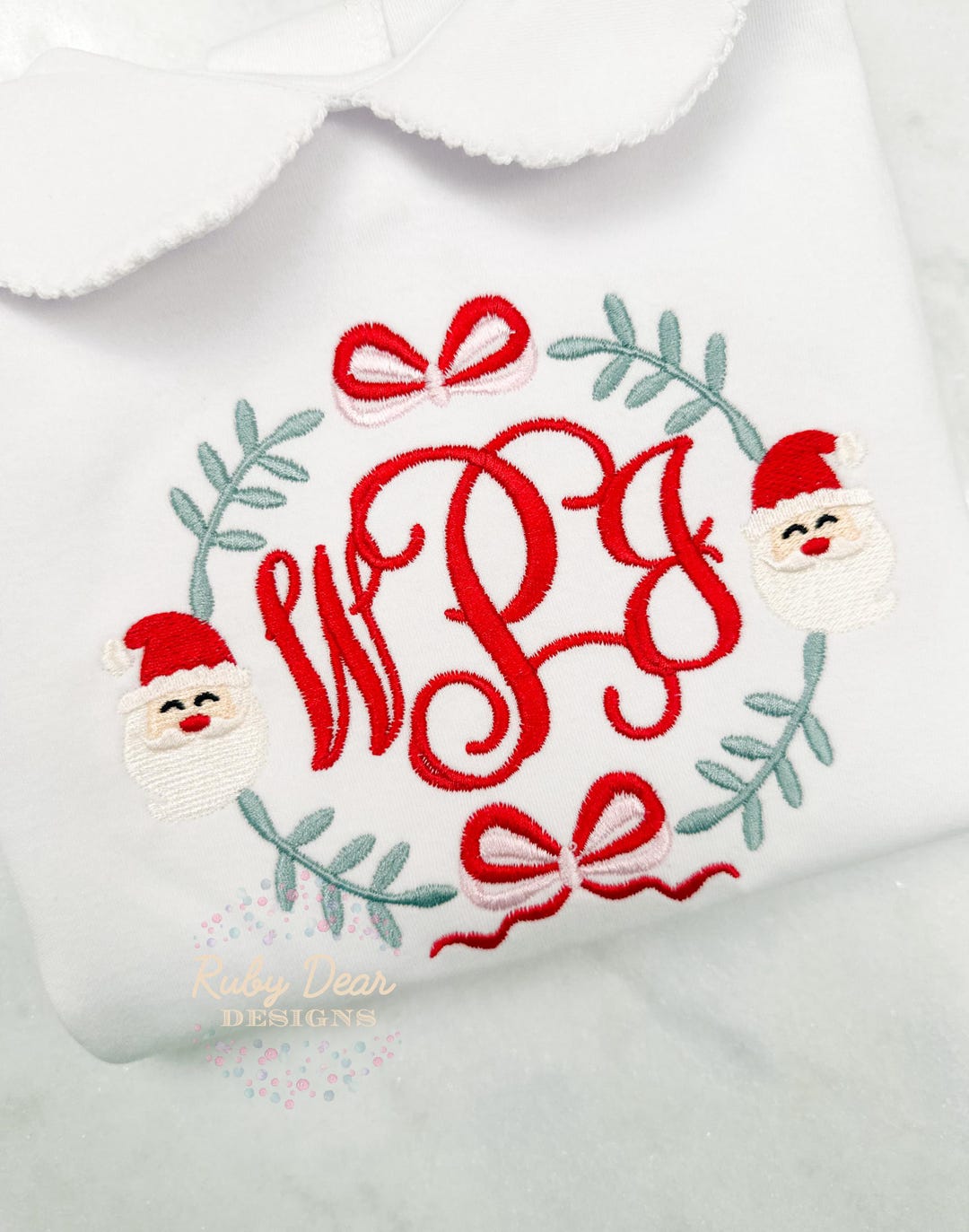Santa Claus Bow Monogram Frame Machine Embroidery Design - Etsy