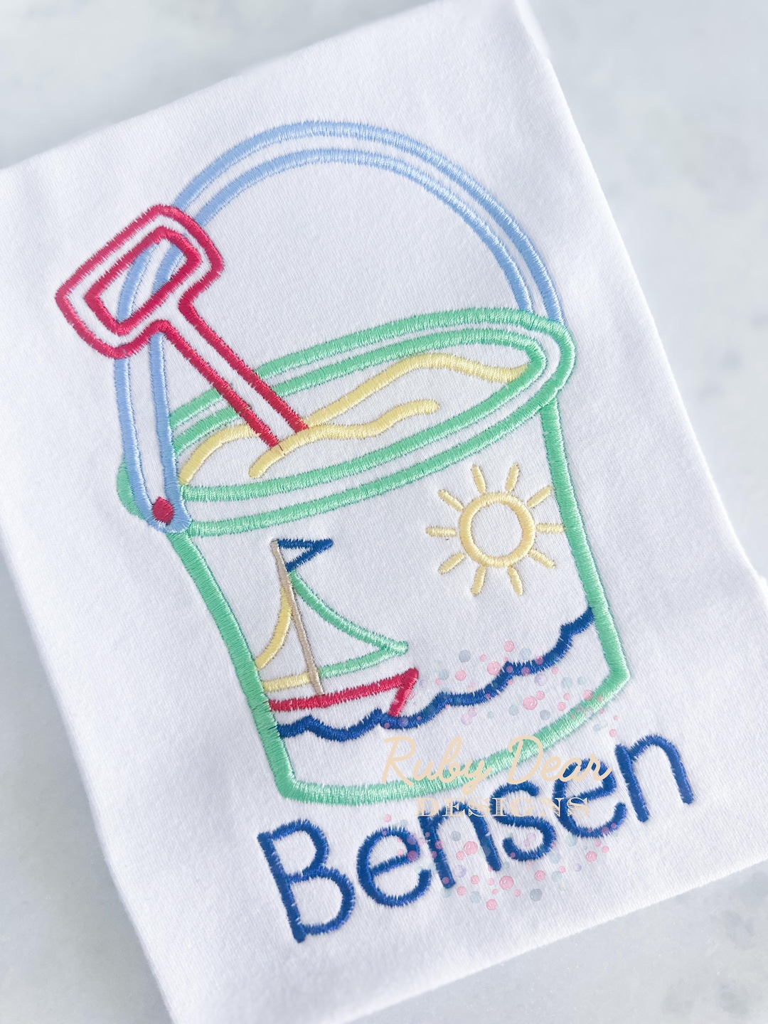 Beach Sand Bucket Boy Satin Outline Stitch Machine Embroidery Design - Etsy