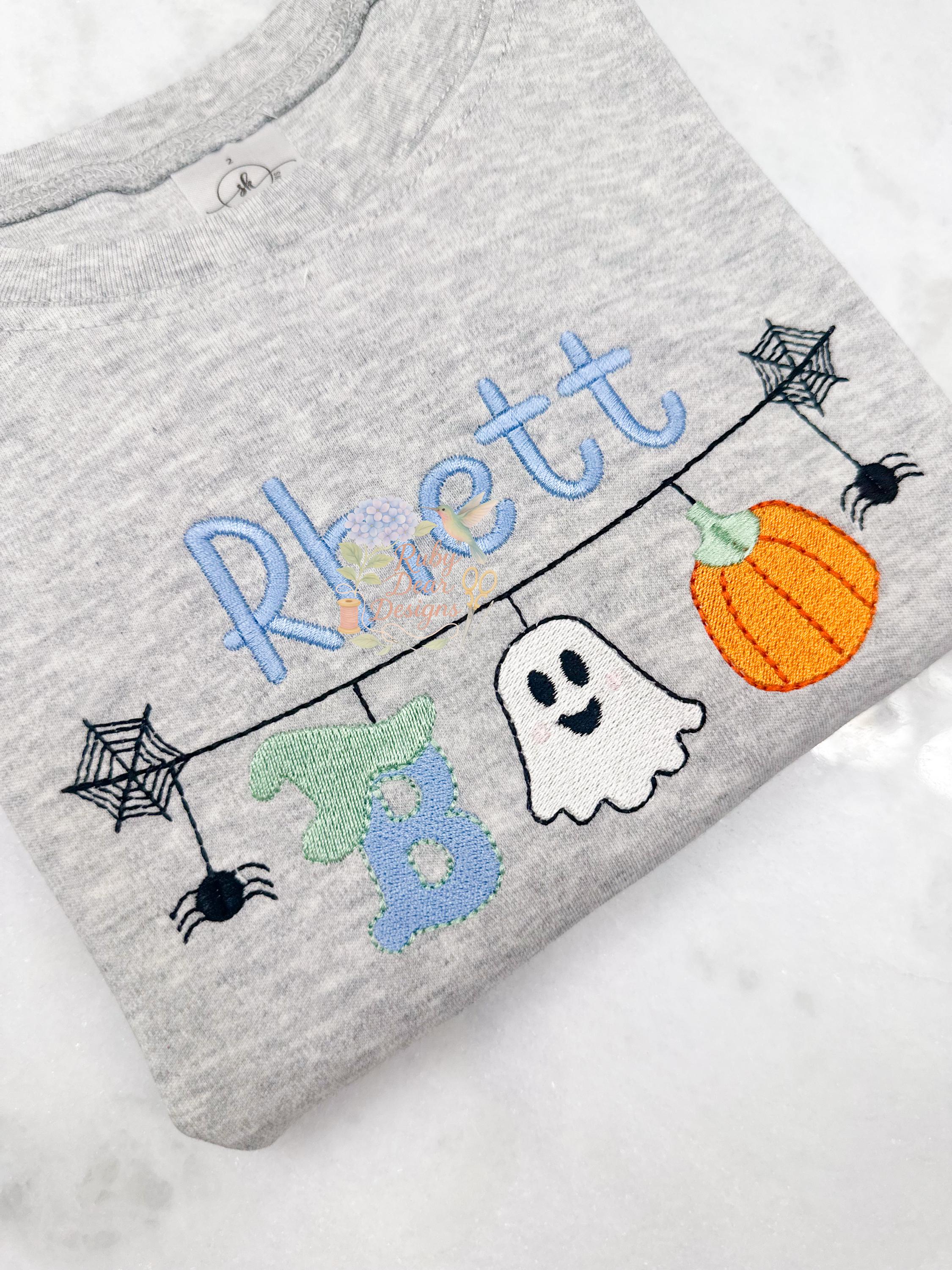 Halloween BOO Boy Swag Fill Satin and Bean Stitch Machine Embroidery ...