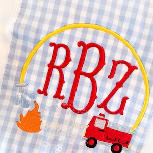 Firetruck Monogram Frame Machine Embroidery Design - Etsy