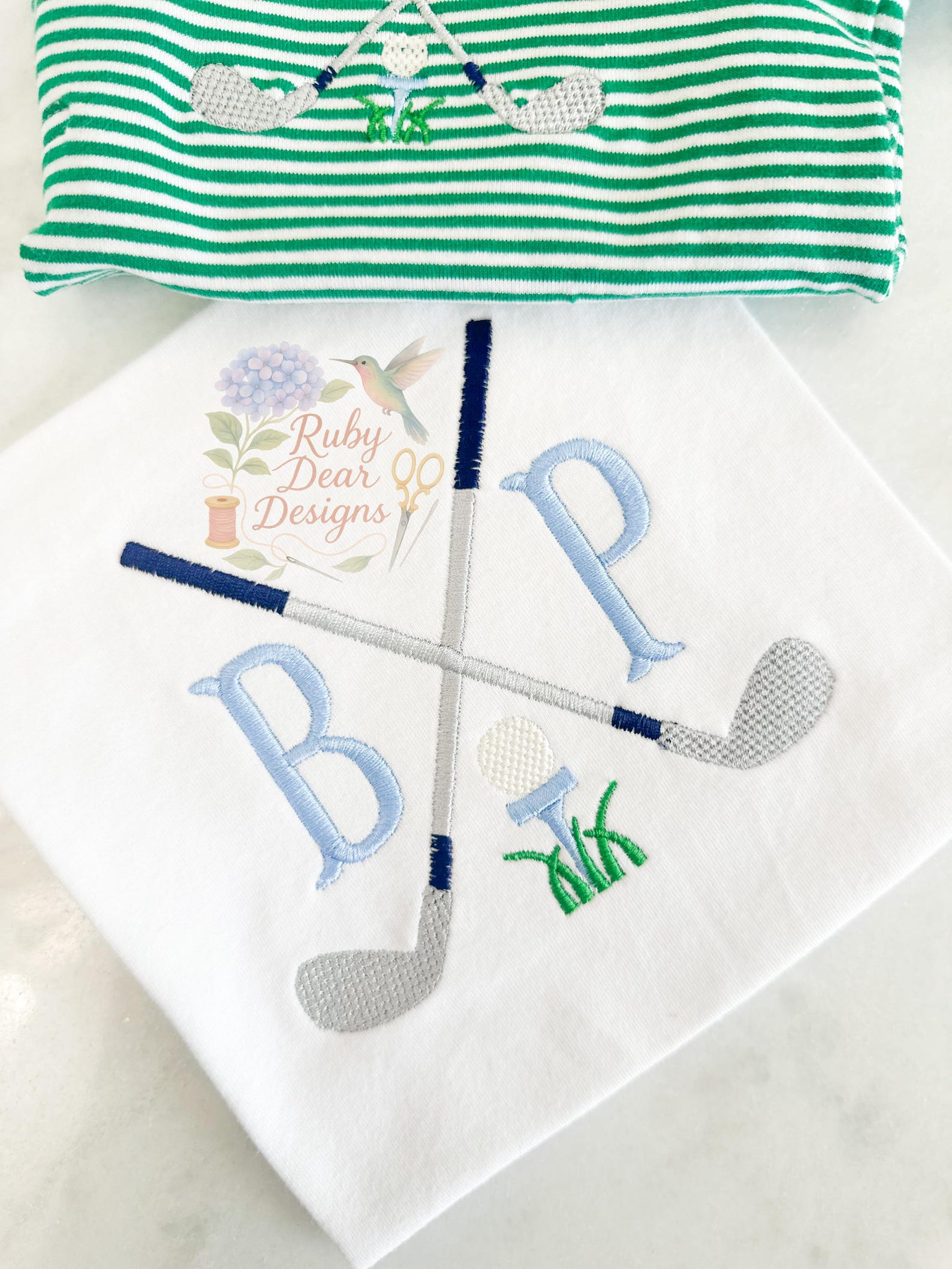 Golf Clubs With Ball and Tee Satin and Fill Stitch Machine Embroidery ...