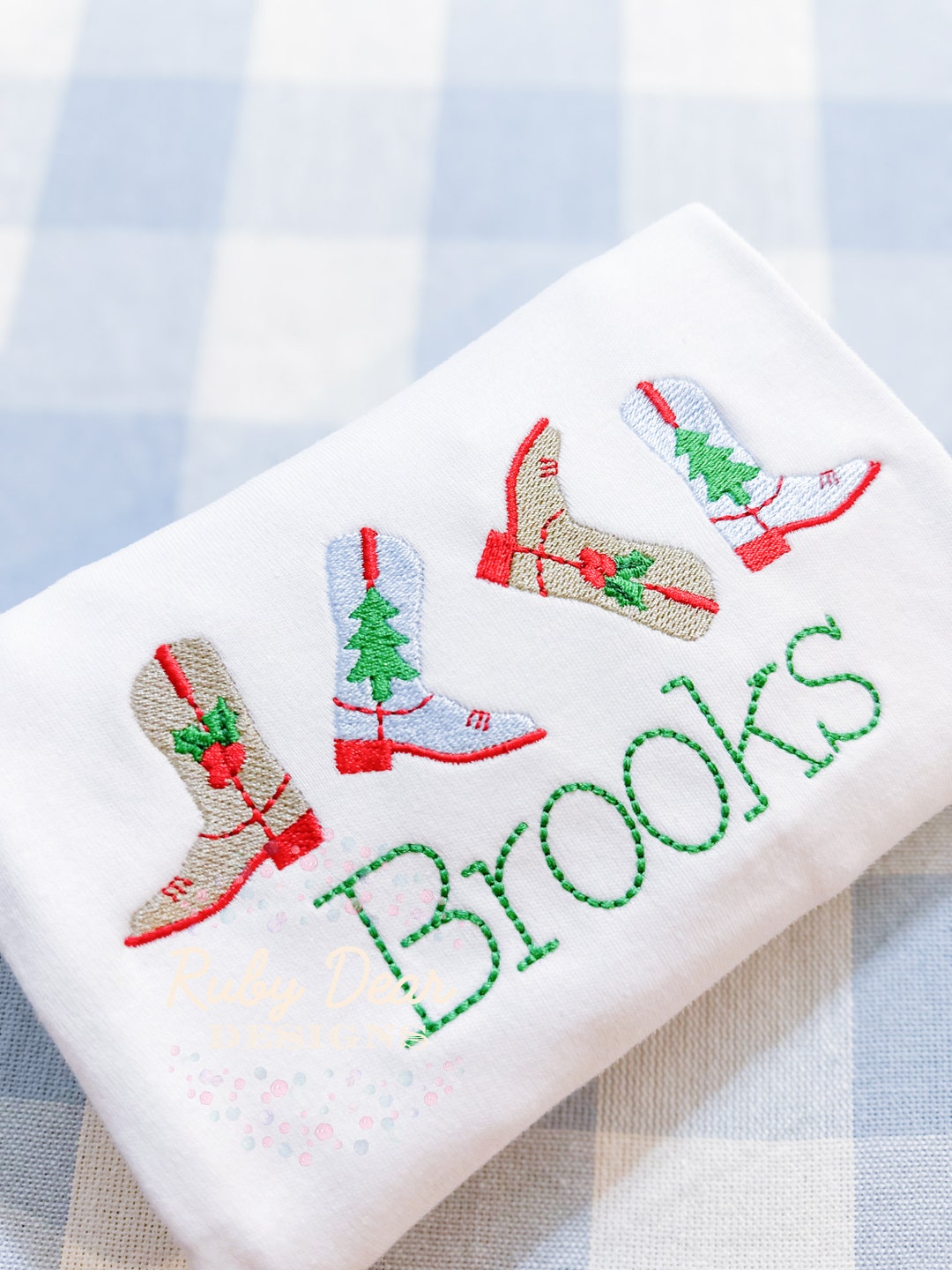 Christmas Cowboy Boot Row Fill and Satin Stitch Machine Embroidery ...