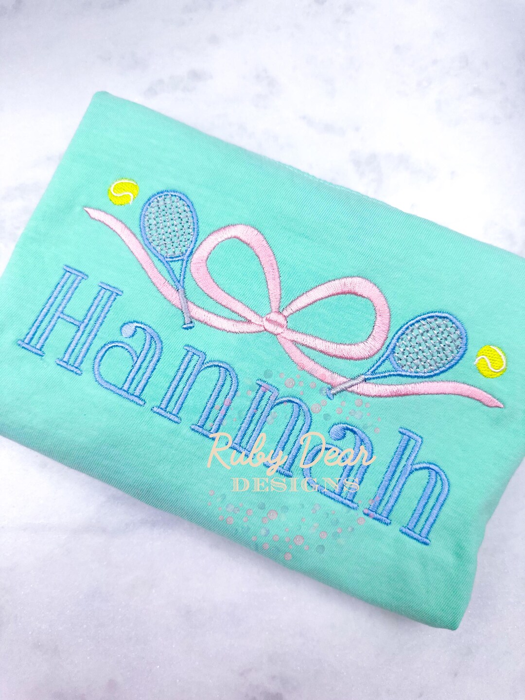 Tennis Bow With Rackets and Ball Satin Fill and Bean Stitch Machine ...