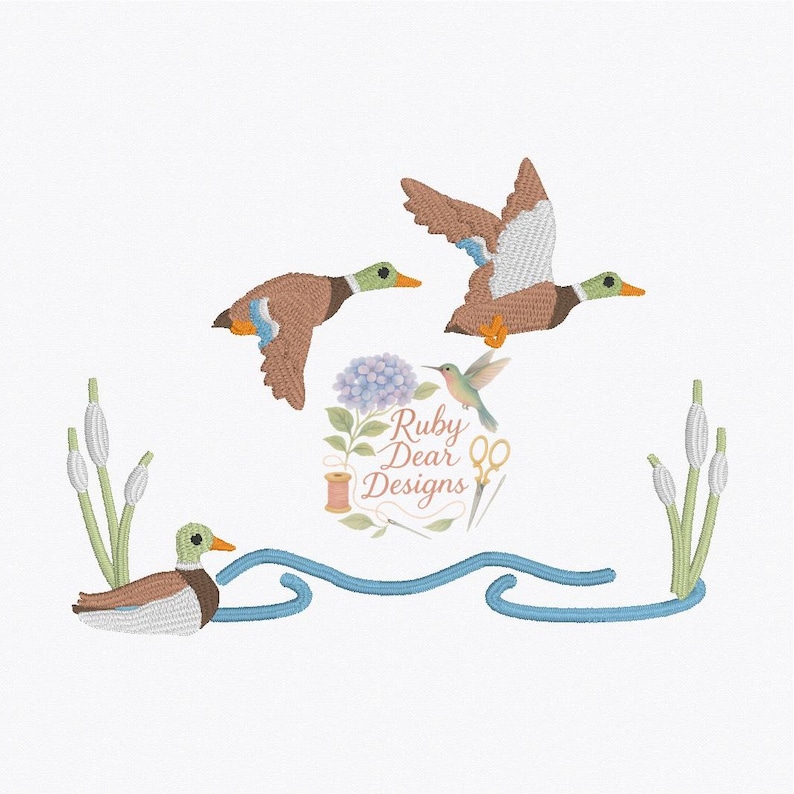 Mallard Duck Pond Fill and Satin Stitch Machine Embroidery Design - Etsy