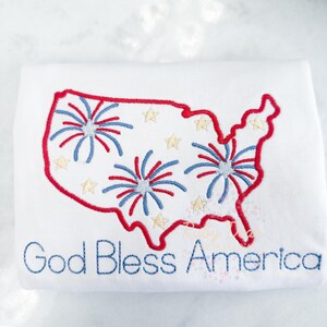 America July 4th Patriotic Outline With Firework and Stars Satin Stitch ...