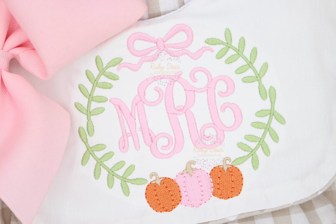 Pumpkin Laurel Monogram Monogram Frame Machine Embroidery Design - Etsy