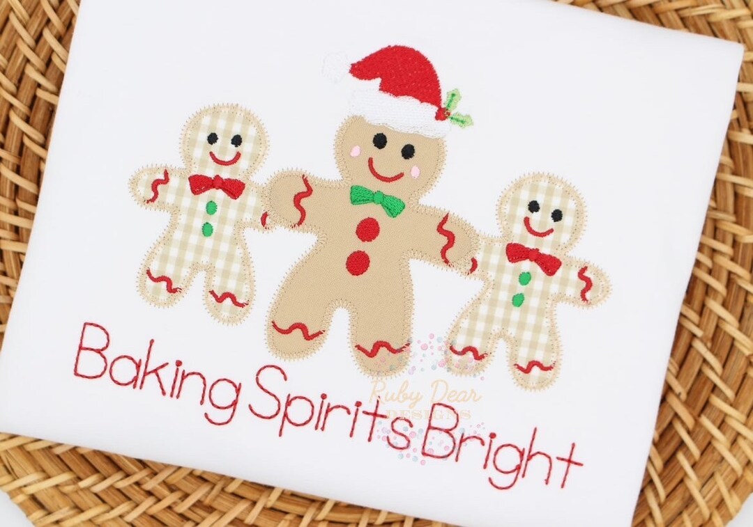 Gingerbread Boy Club Trio Appliqué Zig Zag Stitch Machine Embroidery ...