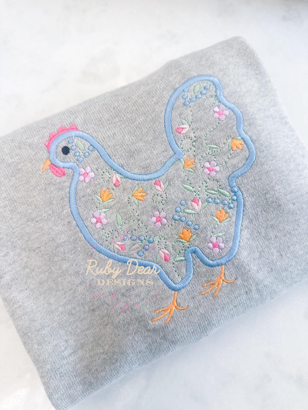 Hen Floral Satin Outline Stitch Machine Embroidery Design - Etsy