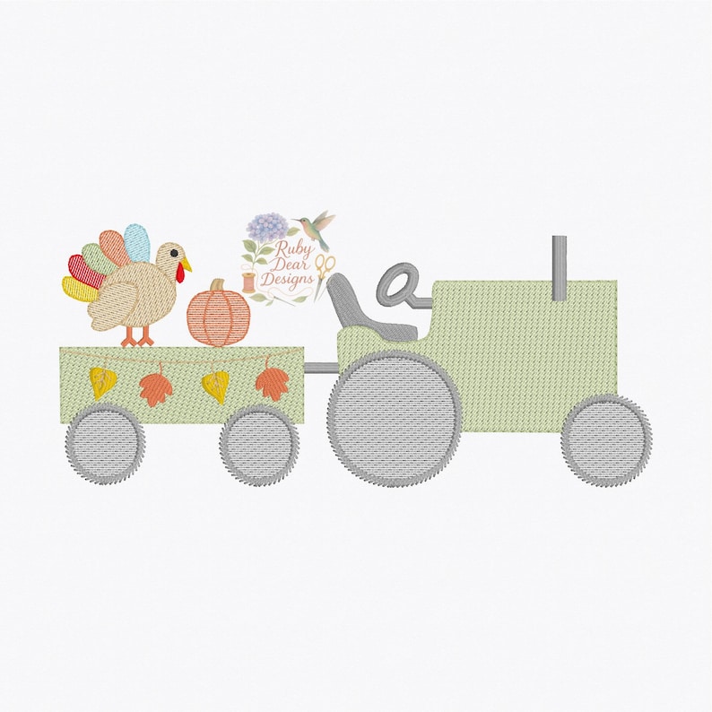 Turkey Tractor Thanksgiving Sketch Stitch Machine Embroidery Design - Etsy