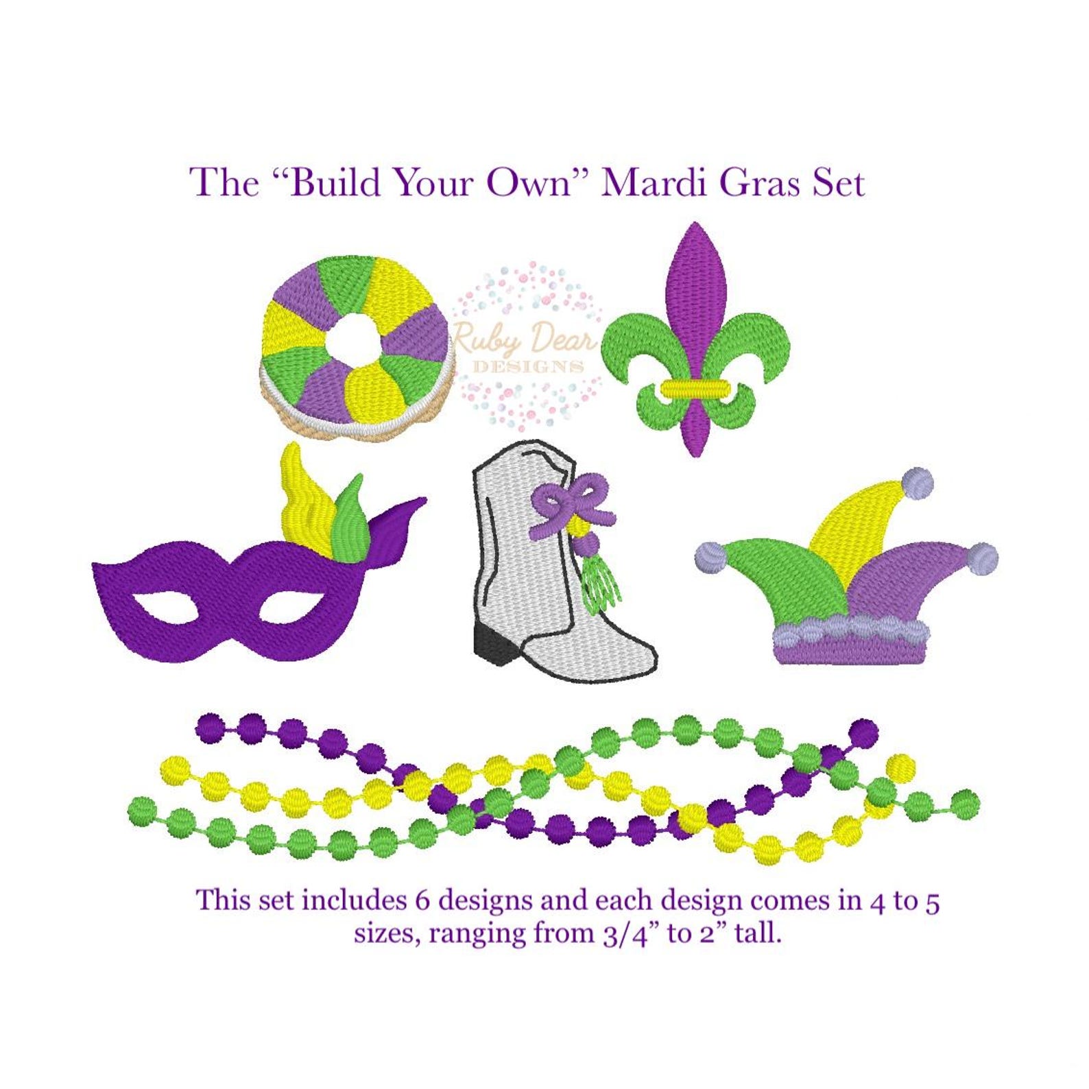 Build Your Own Mardi Gras Minis Bundle of 6 Designs Satin Fill and Bean ...