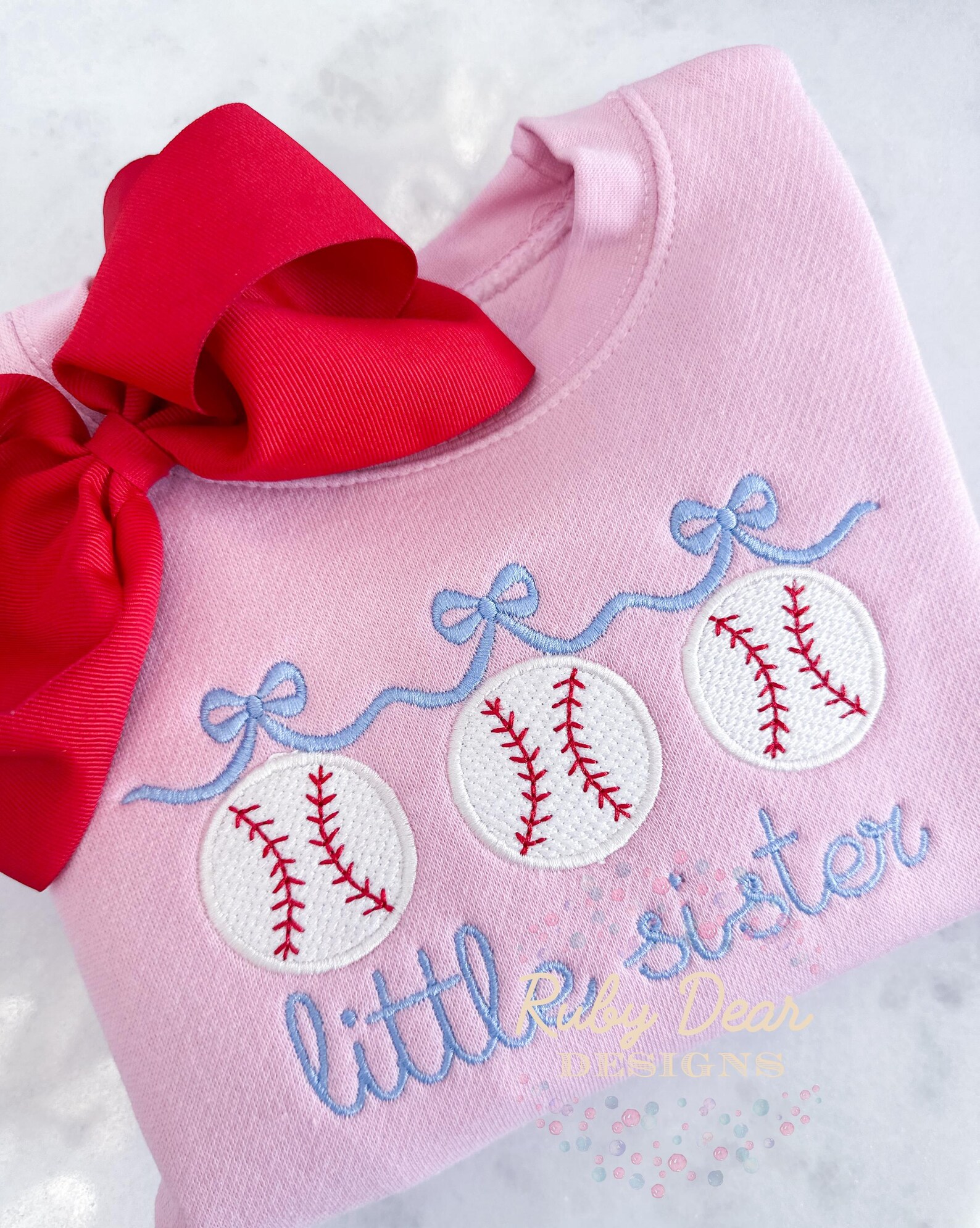 Baseball Trio With Bow Swag Sketch Fill With Satin Outline Machine ...