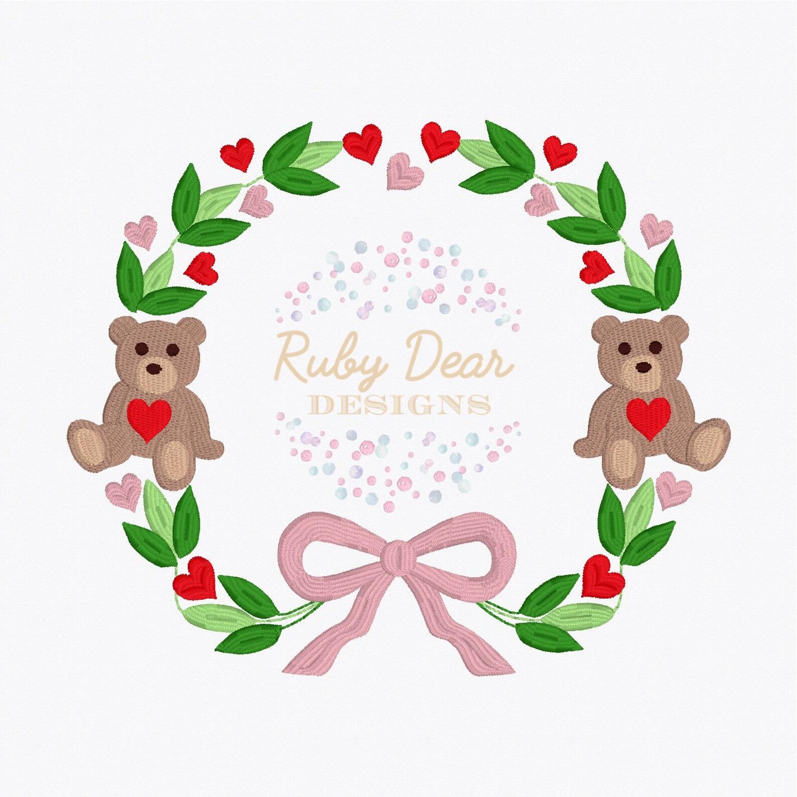 Valentine's Teddy Bear Monogram Frame Fill and Satin Stitch Machine ...