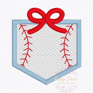 Baseball Home Plate Sketch With Satin Bow and Outline Machine ...