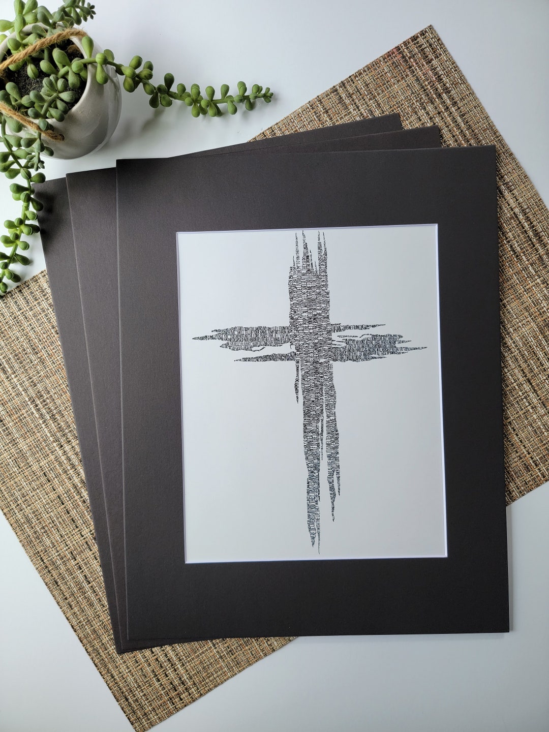 Bundle of (3) Christian Word Art Prints With Matboards --your Choice ...