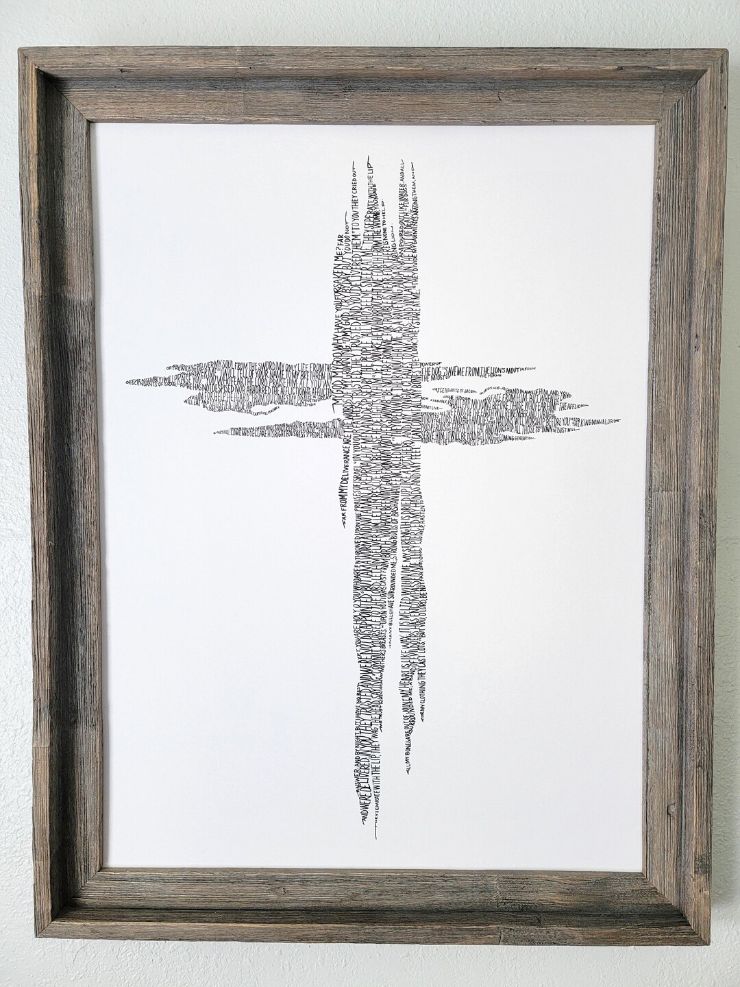 Psalm 22the Cross Word Art Blank Greeting - Etsy