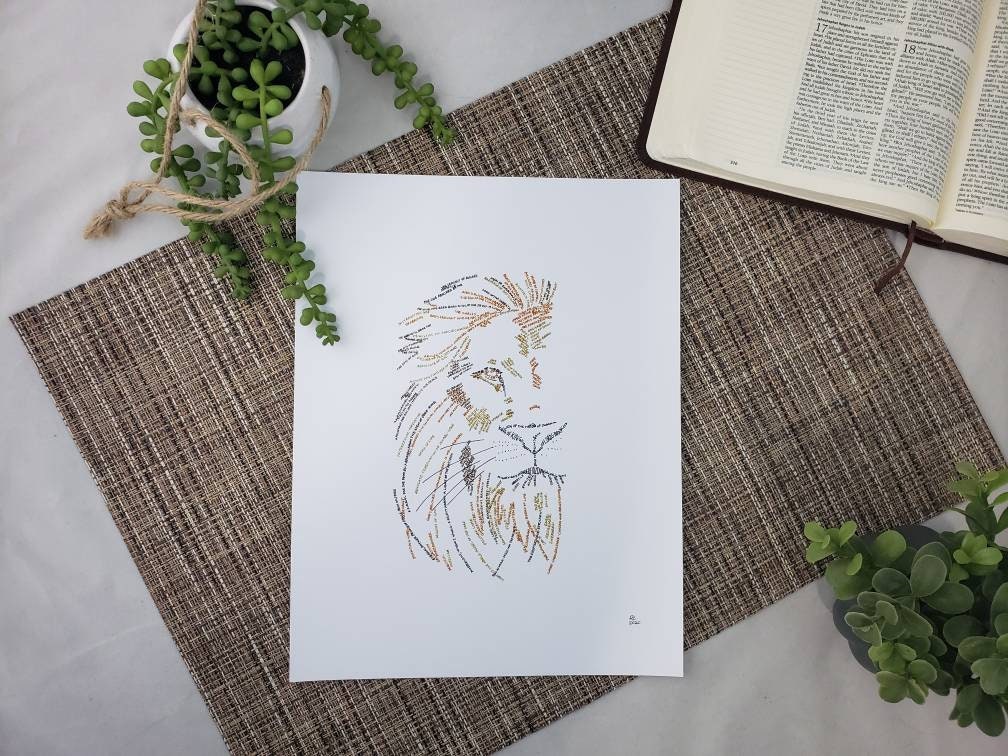 Lion of Judah Word Art Printnames of God Jesus Christian | Etsy