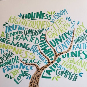 A Tree Firmly Planted Word Art Print, Psalm 1 and Fruit of the Spirit ...