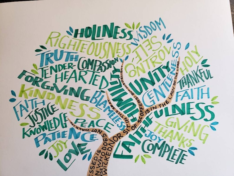 A Tree Firmly Planted Word Art Print, Psalm 1 and Fruit of the Spirit ...