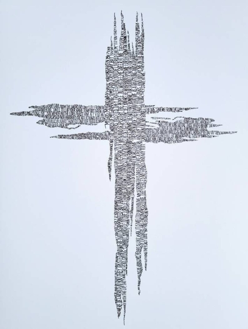 Psalm 22 - the Cross - Christian Word Art - Scripture- Bible Verse Wall ...