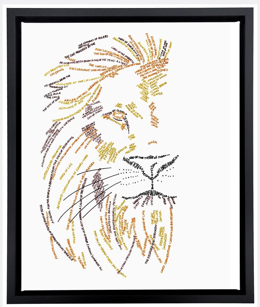 CANVAS PRINT of Lion of Judah Word Art--names of Jesus- Character of ...
