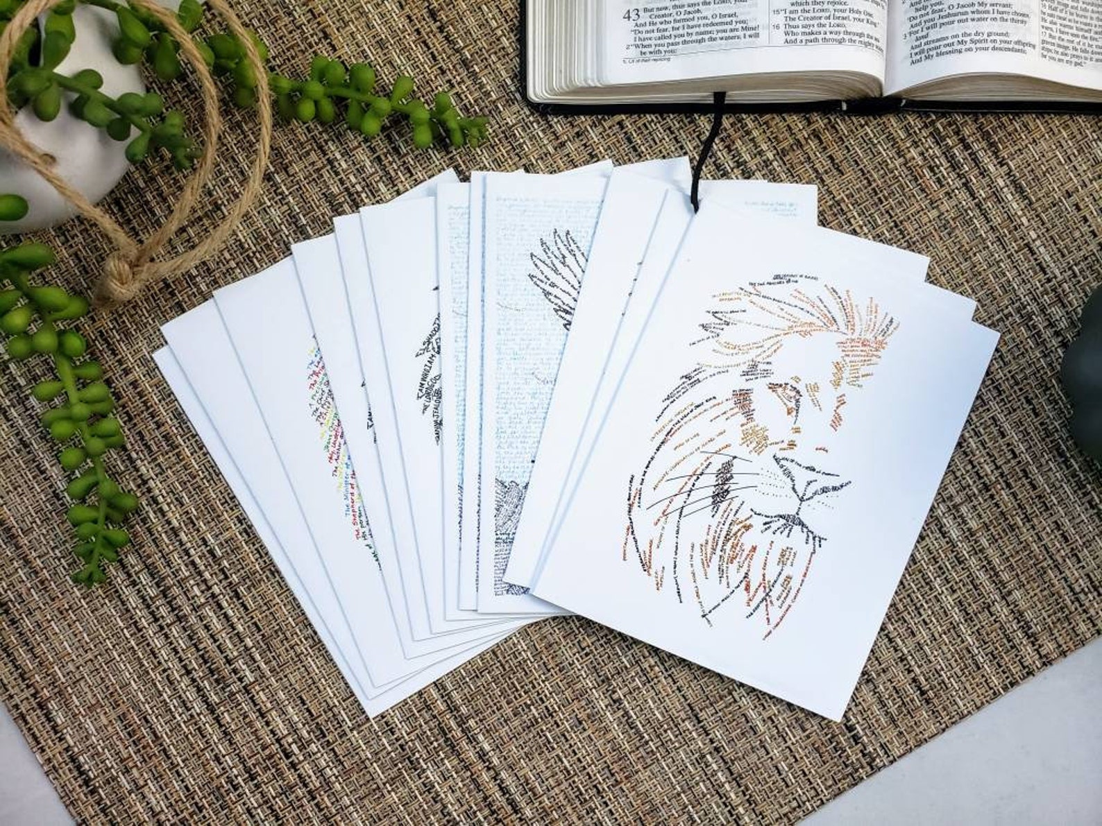 Christian Greeting Cards - Bible Verse Word Art, Set of 12 - Etsy
