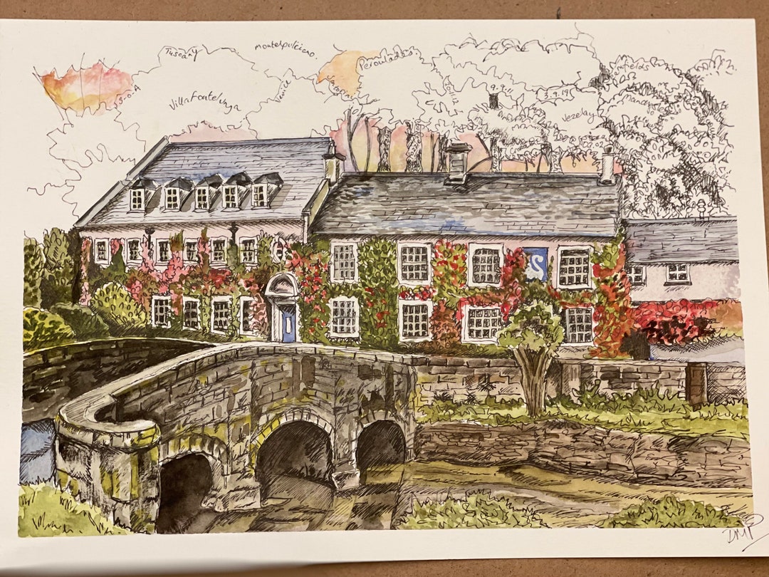 The Swan Hotel Bibury Original Artwork Digital Download - Etsy