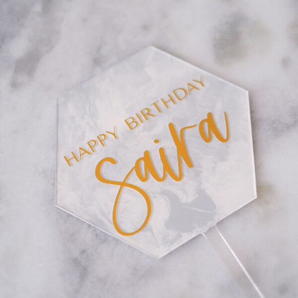 Painted Cake Topper Marble - Etsy