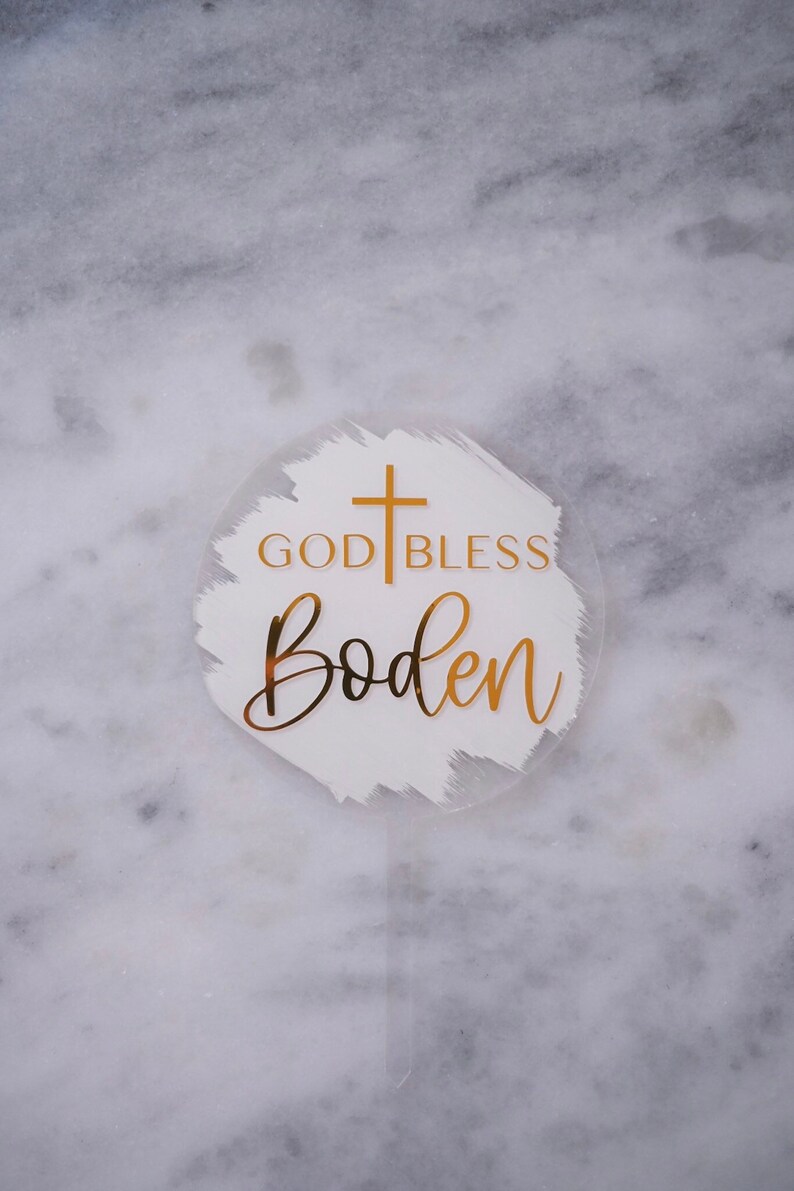 Circle Baptism Cake Topper God Bless Cake Topper Communion - Etsy