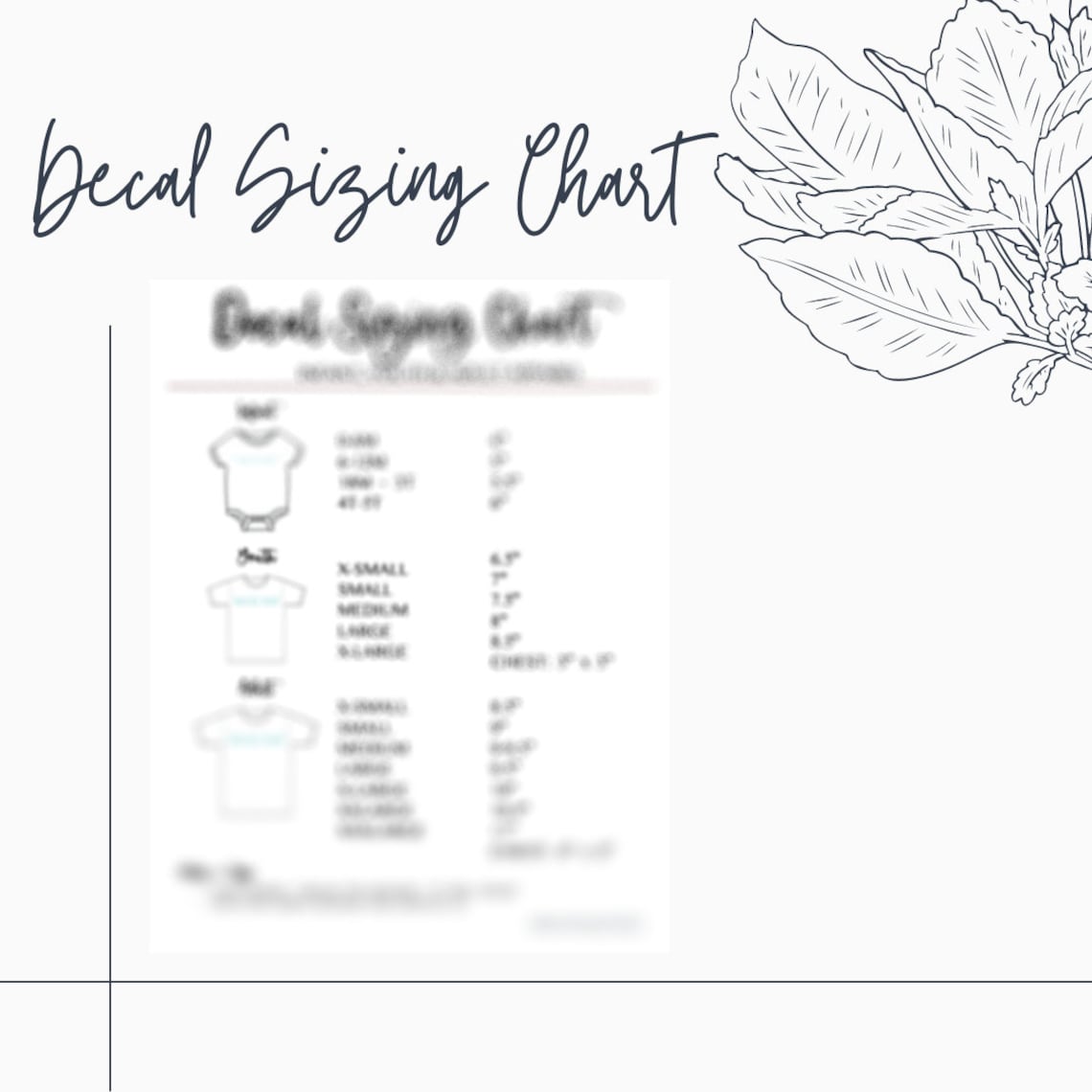 HTV Decal Sizing Chart Vinyl Decal Size T-shirt Design Size | Etsy UK