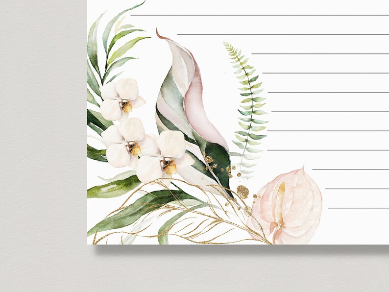 Floral Printable Stationery, Printable Lined Paper, Boho Floral Paper ...