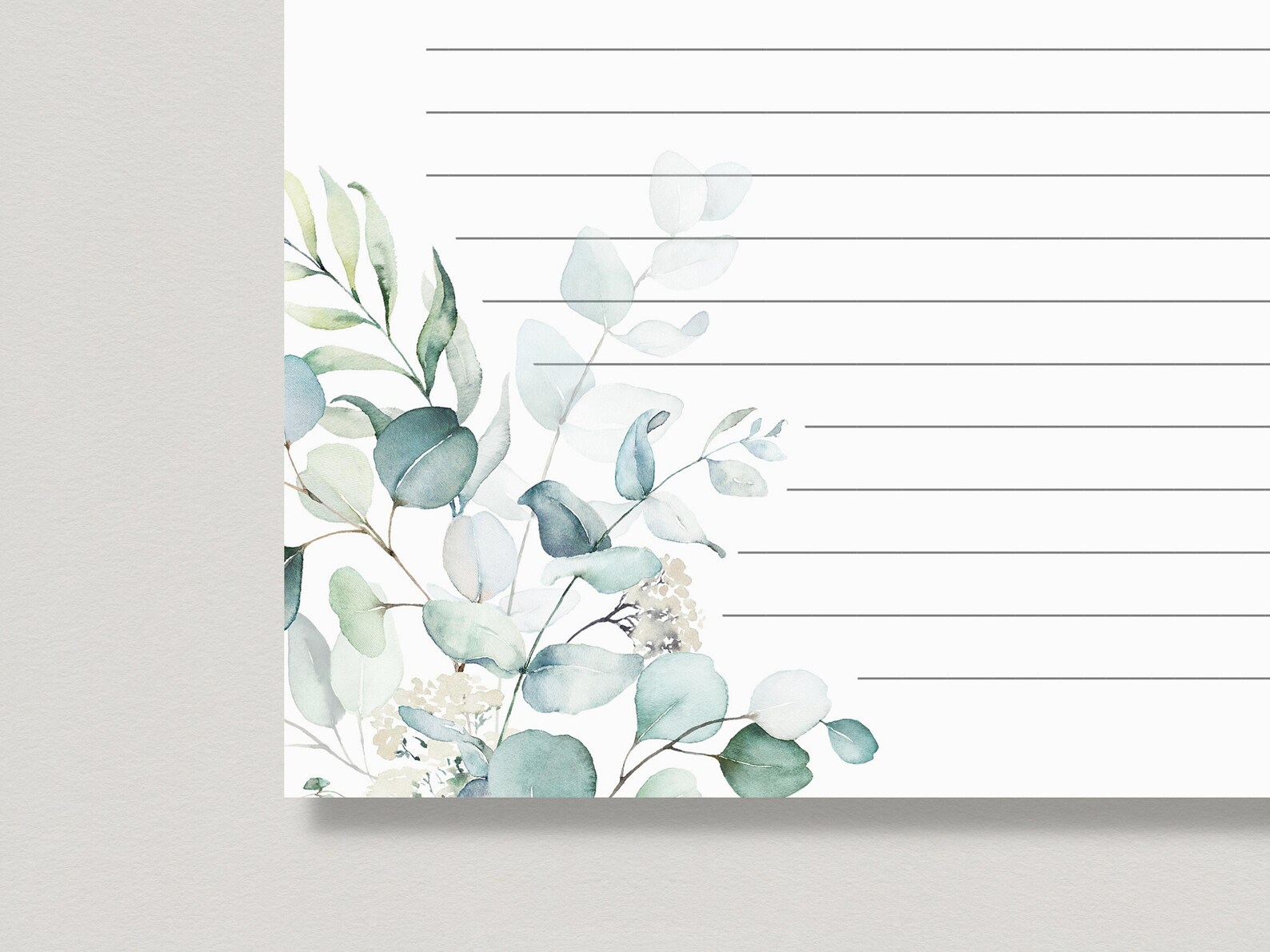 Eucalyptus Printable Paper Bundle, Stationery Set, Printable Stationery ...