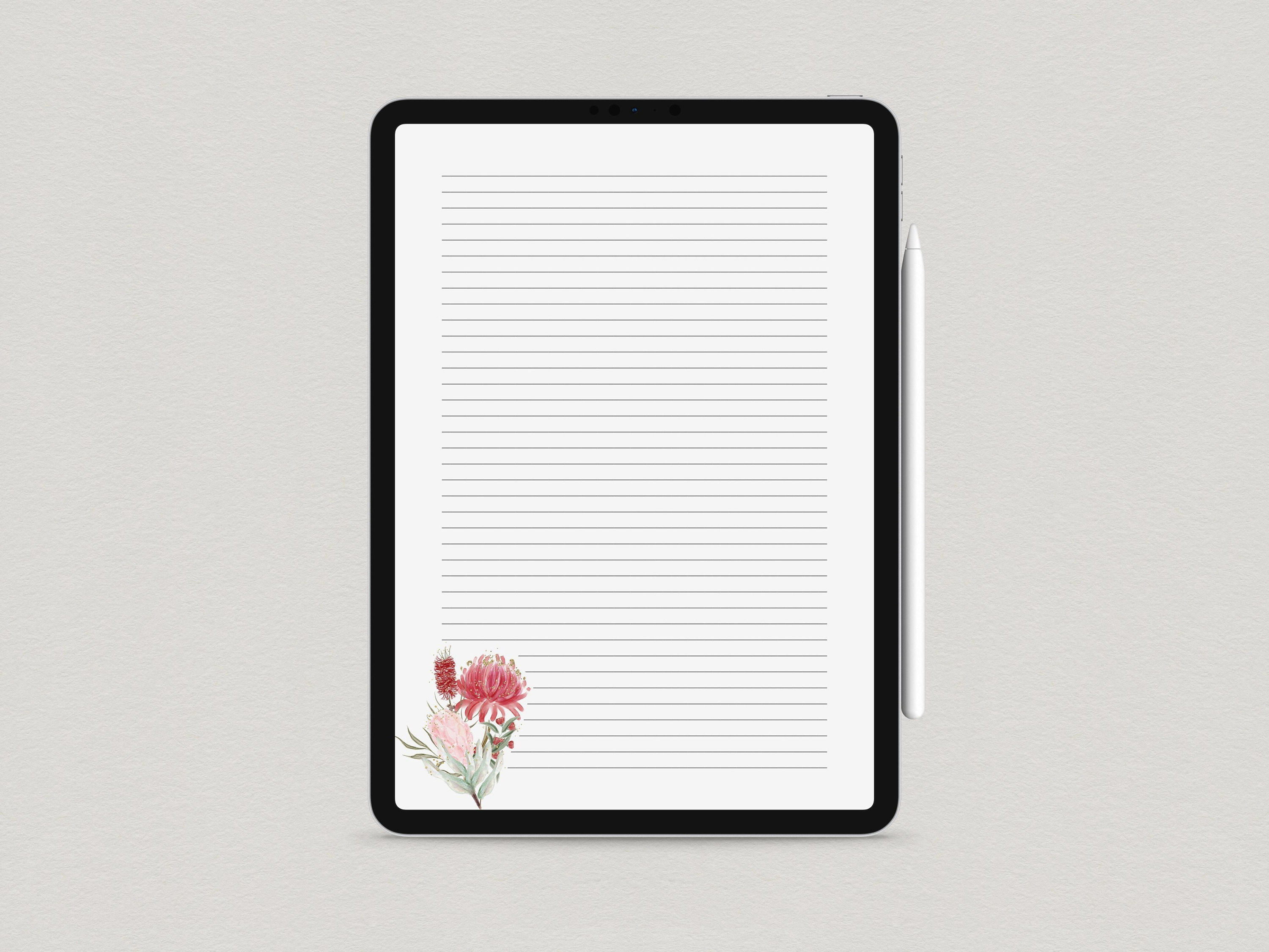 Printable Stationery, Printable Lined Paper, Australian Floral Paper ...