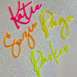 Neon Acrylic Place Cards: Laser Cut Party Decor - Etsy