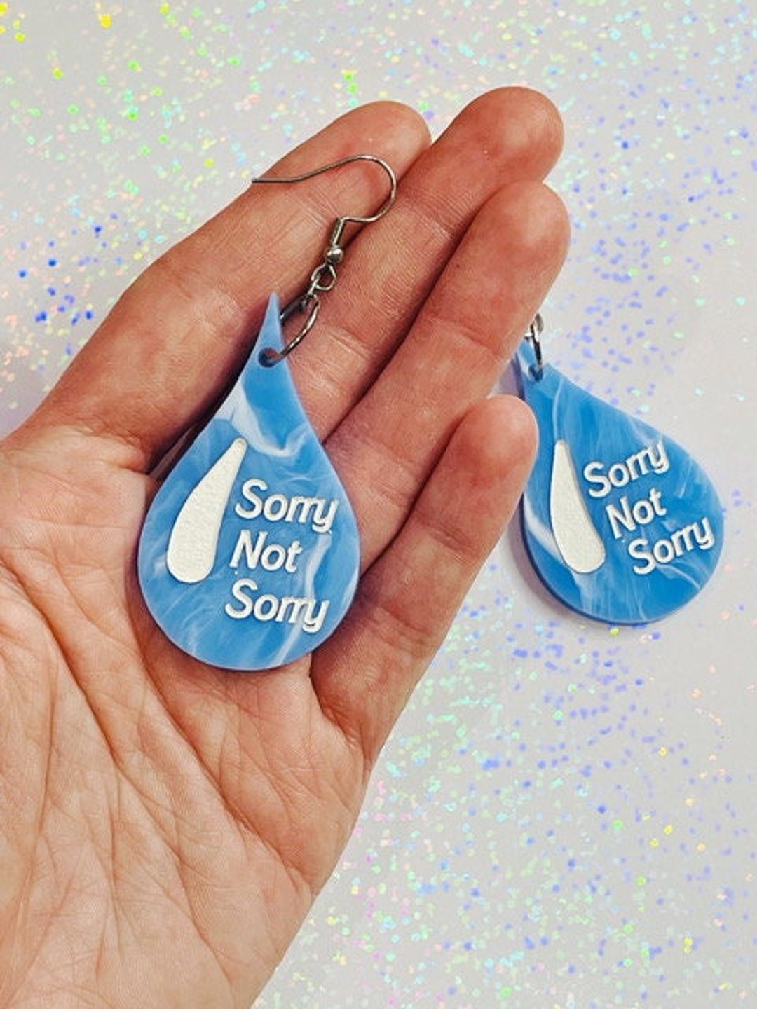 Sorry Not Sorry Teardrop Earrings: Hand-painted Acrylic Statement ...