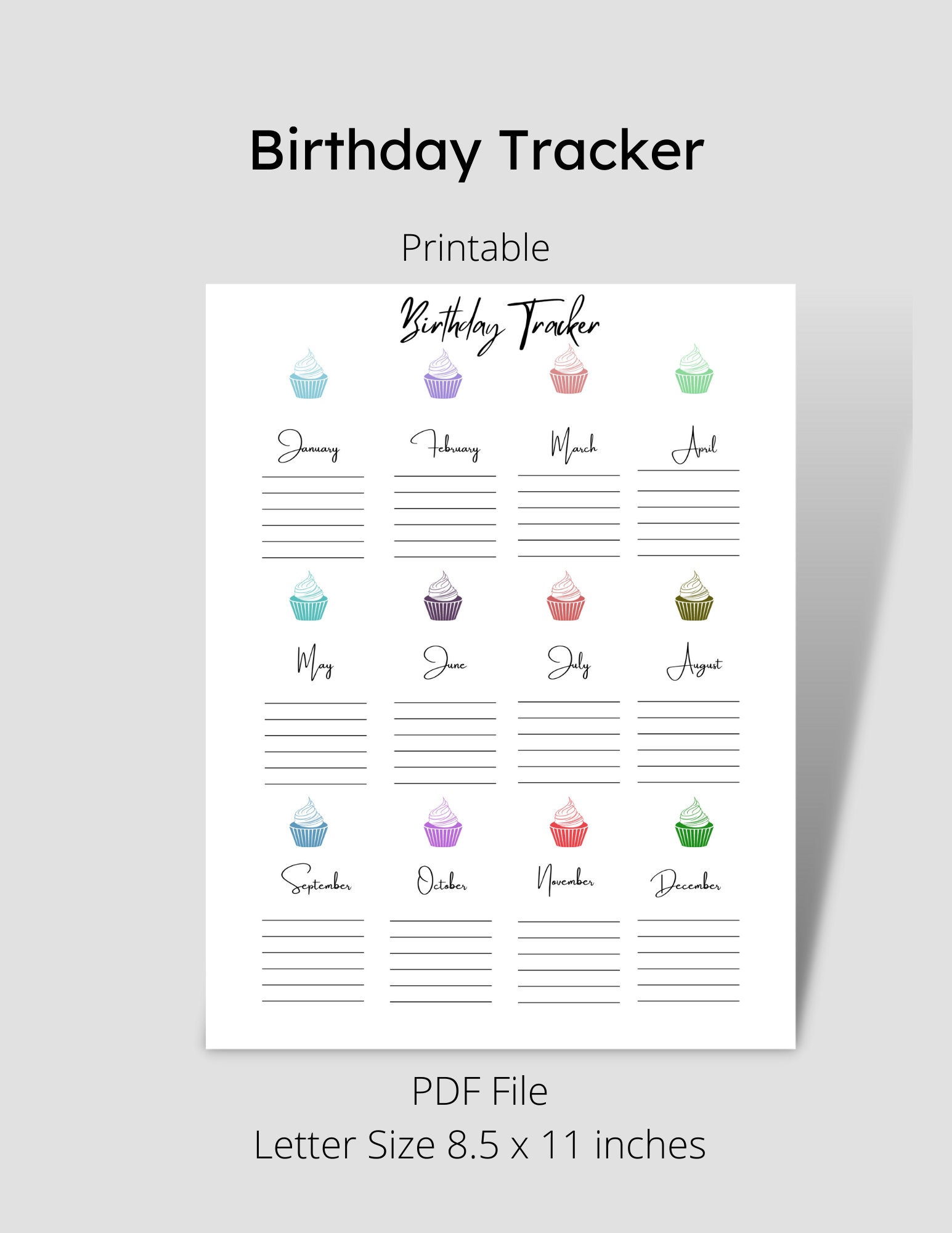 Birthday Tracker PDF Printable | Etsy