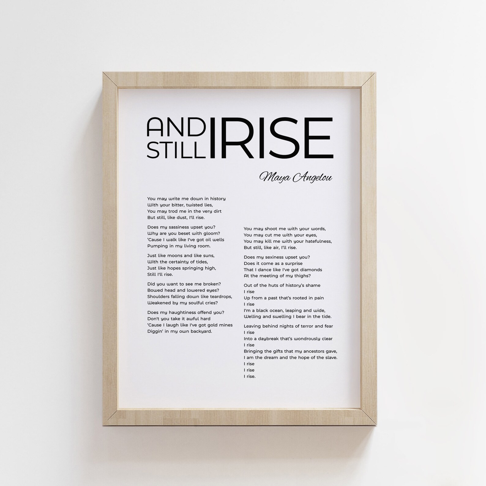 Still I Rise by Maya Angelou poems printable on canvas for | Etsy
