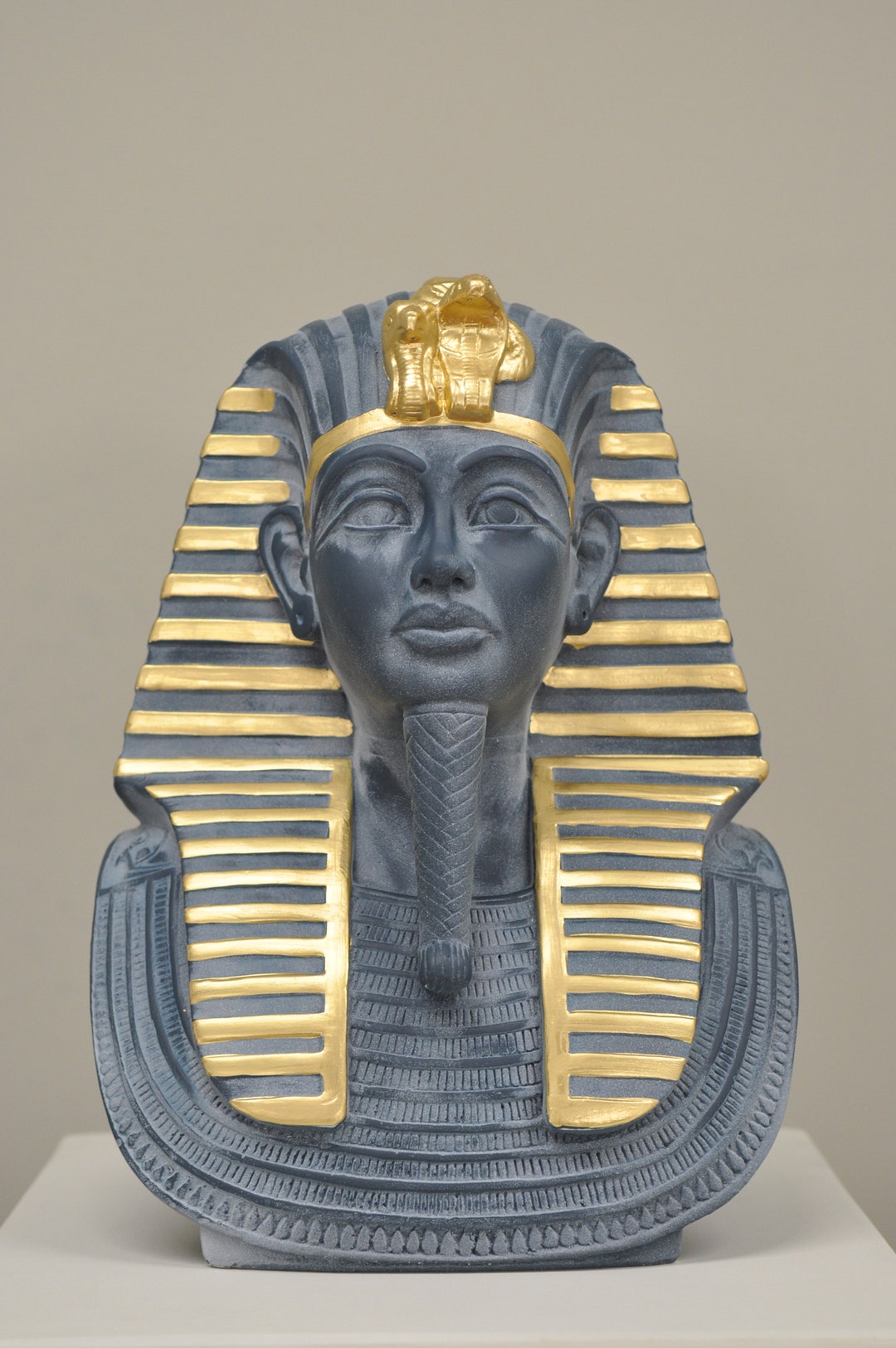 Bust of the Pharaoh, Blue With Golden Accessories, Unique Decoration ...