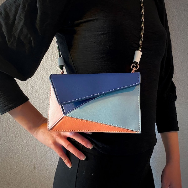 Color Block Handbag - Etsy