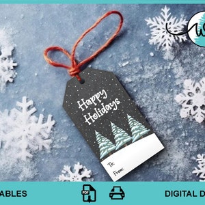 Printable Christmas Gift Tag, Chalkboard Christmas Gift Tag, Merry ...