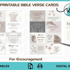 Printable Encouragement Bible Cards, Boho Print, Positive Affirmation ...
