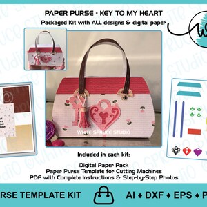 3D Paper Purse Template, Digital Paper, Paper Purse Gift Box, 3D Treat ...