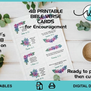 Printable Encouragement Bible Cards, Positive Affirmation Cards ...